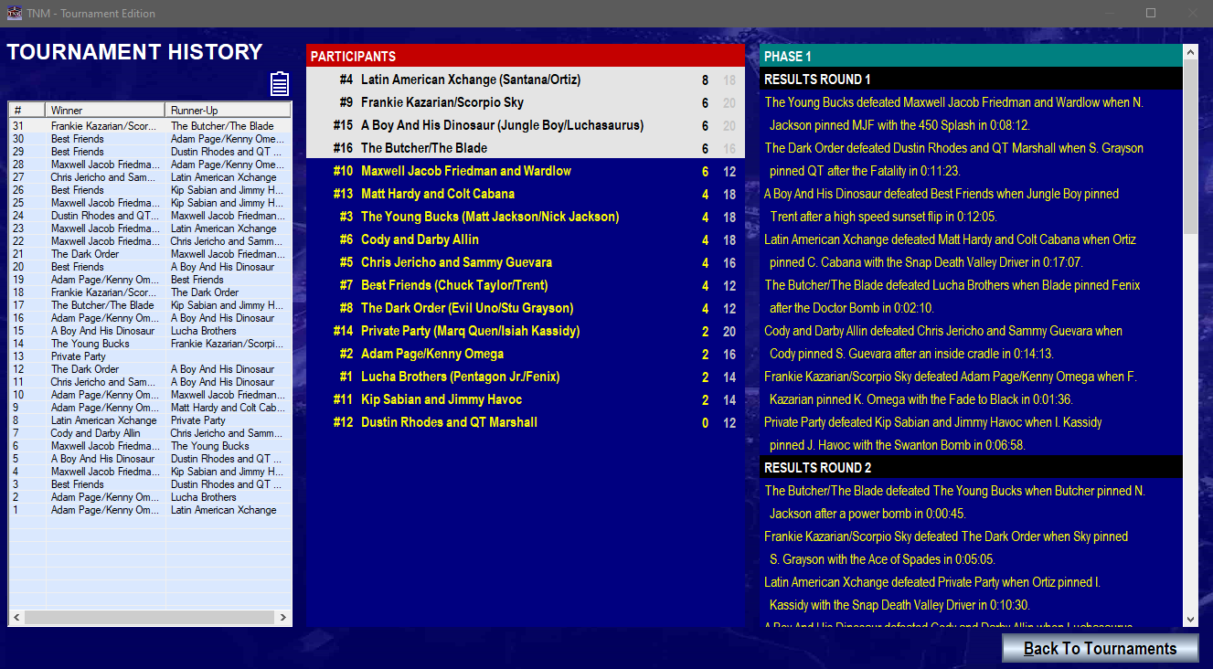 TNM Tournament Edition - Documentation